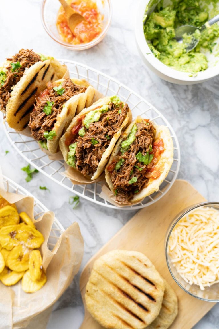 Arepas Stuffed with Shredded Beef - TastyAZ