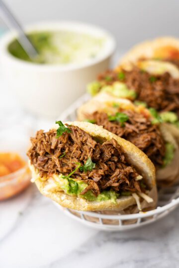 Arepas Stuffed with Shredded Beef - TastyAZ