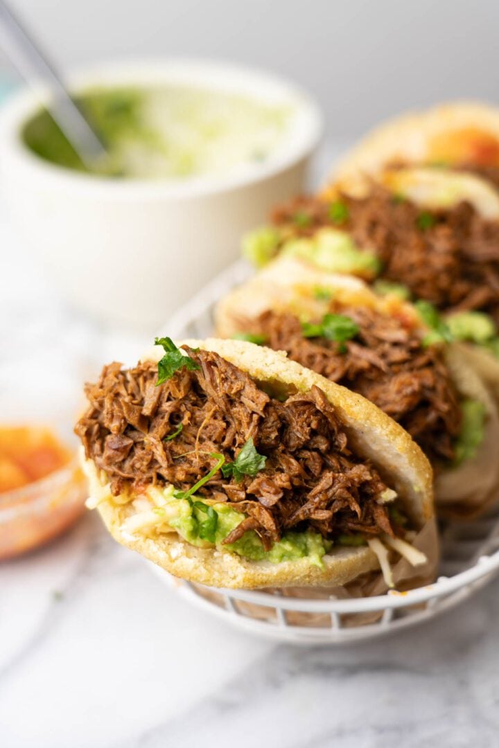 Arepas Stuffed with Shredded Beef - TastyAZ